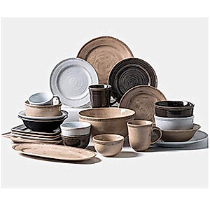 Fine Dinnerware Set,Porcelain Dinnerware Set, Ceramic Plates and Bowls Sets,Dinner Plate, Salad Plate, Soup Bowl, Modern Creativity Vintage Lounge Reactive Glaze Stoneware Dishes Set, Service for