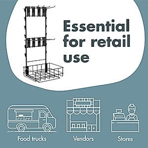 DS THE DISPLAY STORE Retail Display Rack, 12 Clips & 8 Removable Peg Hooks, Matte Black Countertop Snack Organizer for Retail Store Supplies, Candy Merchandise Stand