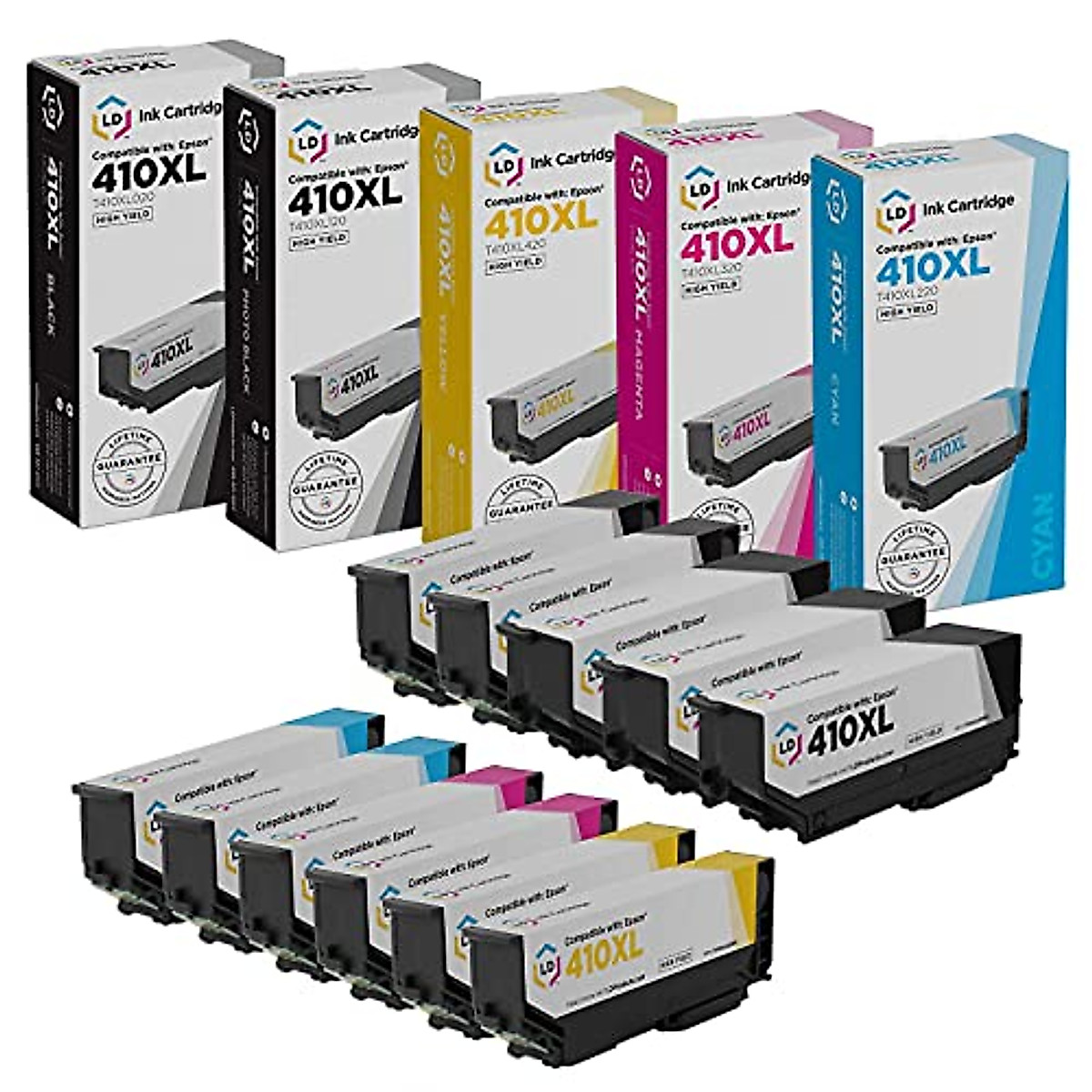 LD Products Ink Cartridge Replacements for Epson 410XL High Yield (3 Black, 2 Cyan, 2 Magenta, 2 Yellow, 2 Photo Black, 11-Pack) Compatible with Expression XP-530, XP-630, XP-635 & XP-640