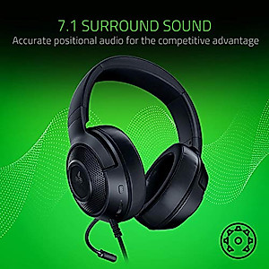 Razer Kraken X - Multi-Platform Wired Gaming Headset (Bendable Cardiod Microphone, Custom-Tuned 40 mm Drivers, 3.5 mm Connection, Oval Ear Cushions, Adjustable Headband) Black