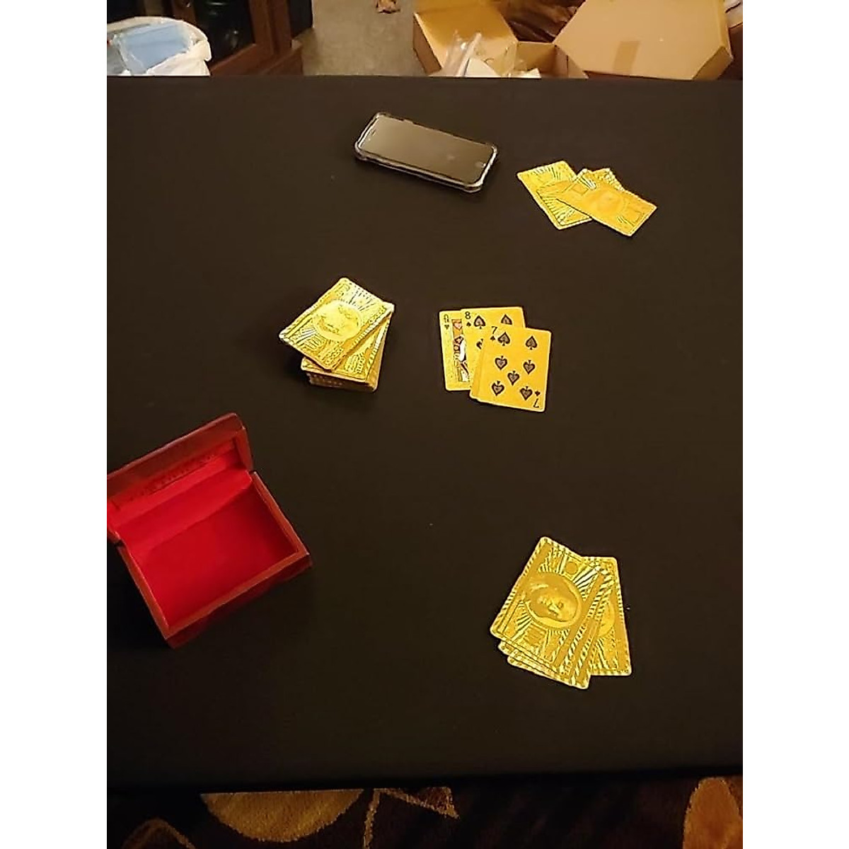 Gold Plated Playing Cards Poker with Wooden Gift Box Case Make Your Magic Tricks More Luxurious & Creative for Family & Friend