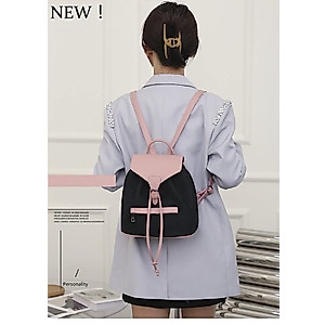 Barsine Lightweight Nylon Small Backpack Purse with Pockets Cute Two Tone Daypack for Women Girls