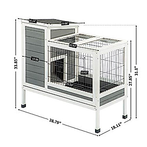 Aoxun Rabbit Hutch - Hutch Bunny Cage Pet House for Small Animals Guinea Pig with Ventilation Door & Legs Removable Tray Indoor/Outdoor Waterproof
