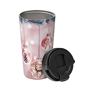 WANGXUEE Red Christmas Ball Print 500ml Stainless Steel Travel Tumbler Double Wall Vacuum Insulated Coffee Mug