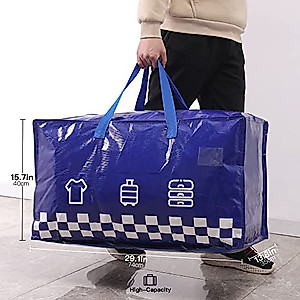 ATBAY Moving Bags Heavy Duty Extra Large Storage Bags with Zipper and Strong Handles for Clothes/Shoes/Blanket, 8PACK Blue