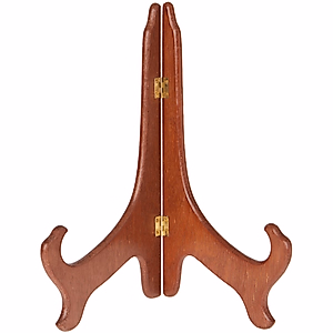 Bard's Hinged Medium Wood Plate Stand, 11" H x 8.75" W x 6.25" D (For 10" - 14" Plates)