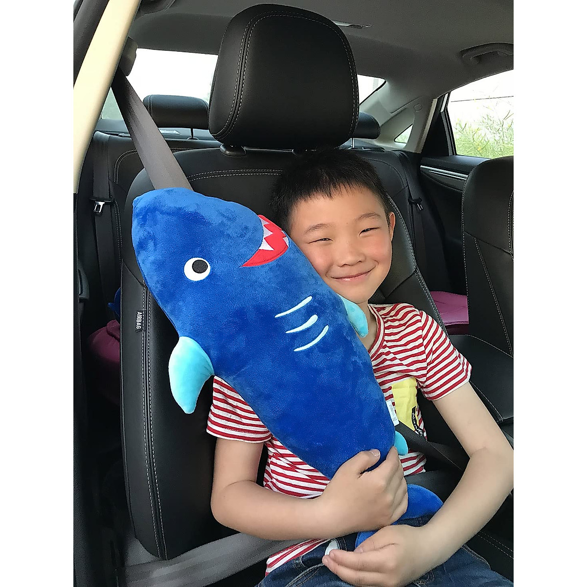 seemehappy Cute Shark Car Seat Belt Pad Pillow Shoulder Strap Cushion Car Pillow for Travel Sleeping