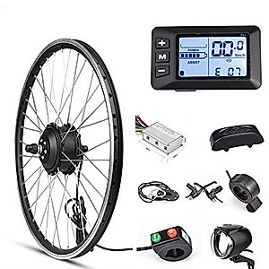 Electric Bike Conversion Kit Front Wheel Motor 350W E-Bike Kit 36V Hub Motor 20" Bicycle BLDC Controller with LCD Display Controller PAS Brake Lever (20inch Front Wheel 36V 350W)