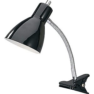 Lorell 10-watt LED Bulb Desk Clip-on Lamp, 15.5" x 3", Black
