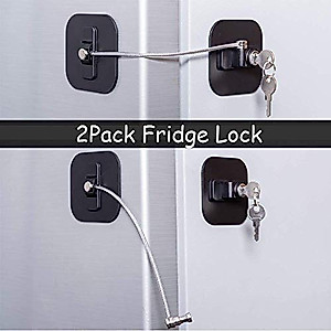 Fridge Lock,2 Pack Refrigerator Lock with Keys,Freezer Lock and Child Safety Cabinet Lock (Fridge Lock-Black)