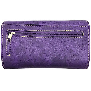 Zelris Butterfly Flower Season Embroidery Women Crossbody Wrist Trifold Wallet (Purple Violet)