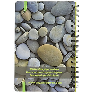 Onyx and Green Notebook, 6 x 9 Inches with Elastic Closure, 60 Ruled Sheets, Stone Paper, (6702)