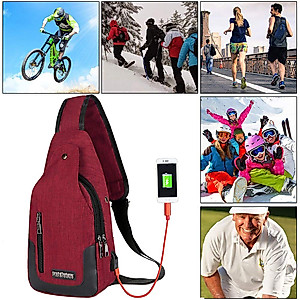 Peicees Travel Gym Bike Sling Bag Shoulder Backpack Daypack w/USB Charging Port