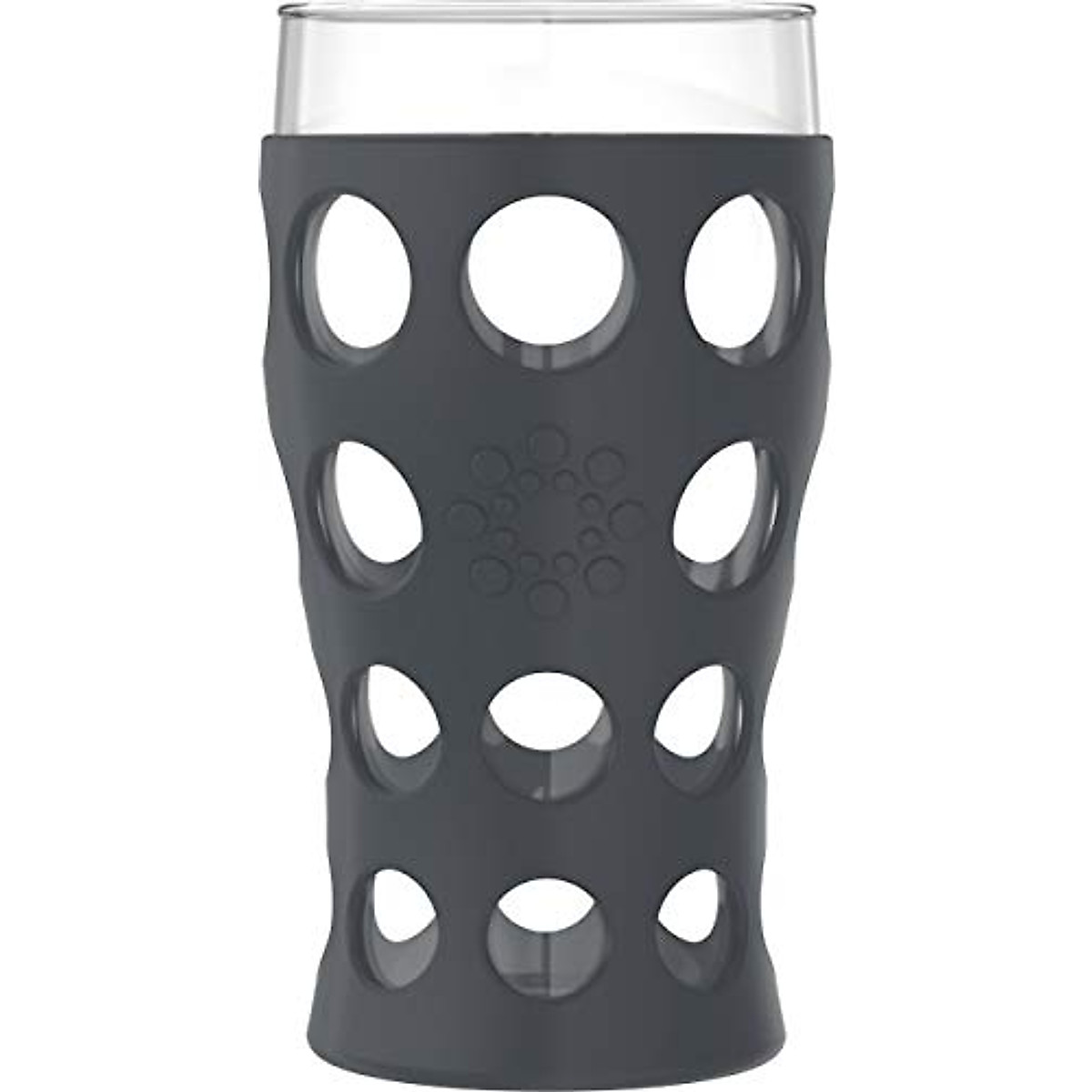 Lifefactory 20-Ounce Beverage Glasses with Protective Silicone Sleeves, 4 Count (Pack of 1), Stone Gray, Aqua Teal, Dusty Purple, Carbon