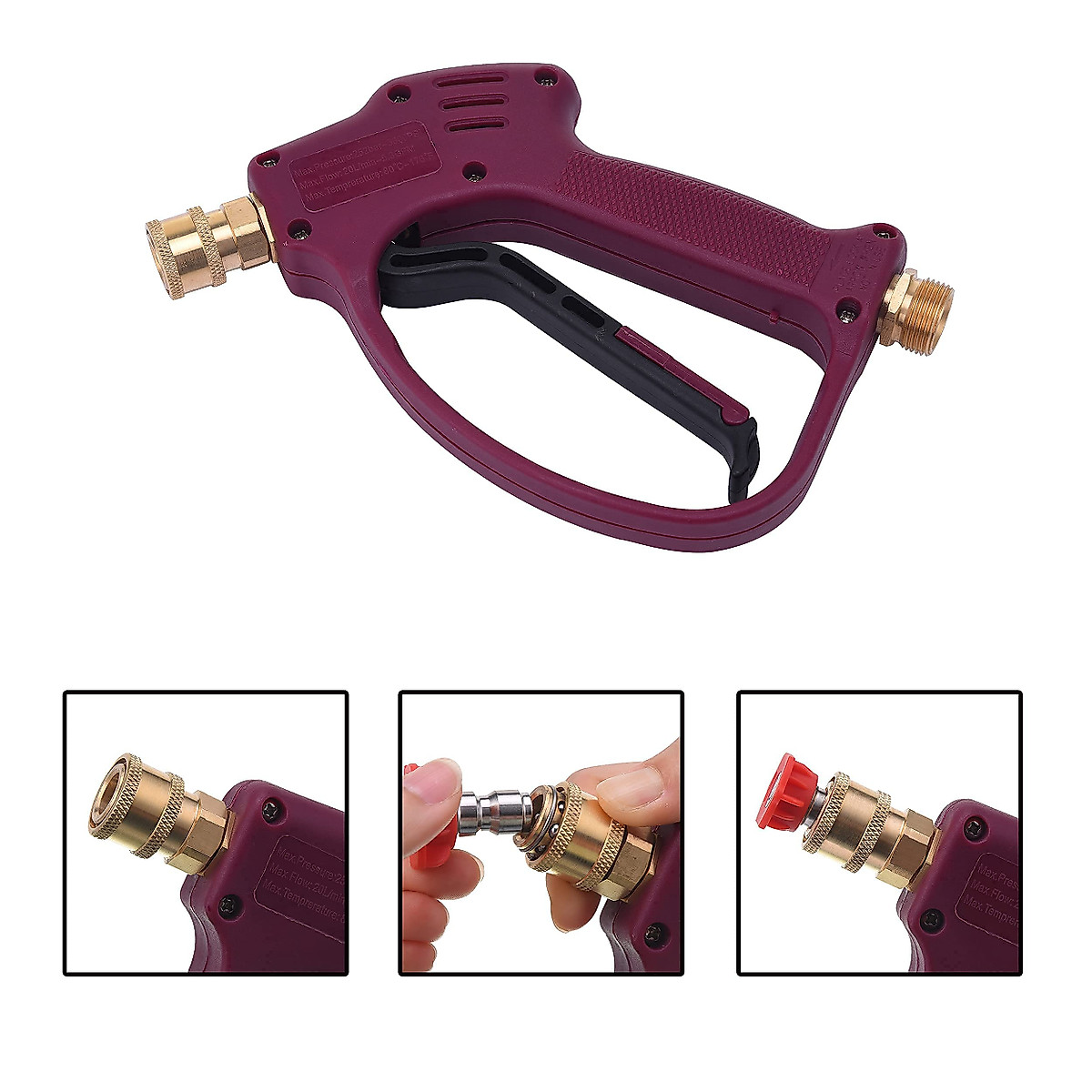 M MINGLE Pressure Washer Gutter Cleaner Attachment, Short Pressure Washer Gun for Hot and Cold Water, 10 Nozzle Tips