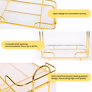 MYXLINK 2 Tier Bathroom Counter Organizer, Luxury Bathroom Organizer Countertop Cosmetic Display Trays for Skincare, Perfume Storage (Gold)