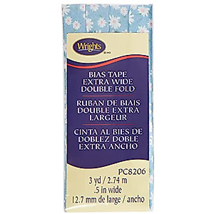 Wrights Extra Wide 1/2 Inch Double Fold Bias Tape for Quilting and Sewing, 27 Total Yards, White/Blue 9 Piece