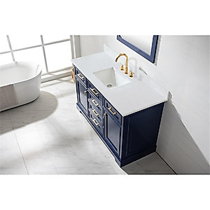 Design Element Milano 54" Single Sink Blue Bathroom Vanity and Quartz Countertop