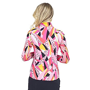 IBKUL Athleisure Wear UPF 50+ Brianna Print Long Sleeve Mock Neck Top – 10080 Blue Brianna M