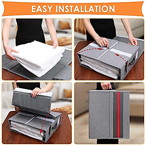 Foldable Bed Sheet Set Organizer, 2 Pack Queen or King Size Bed Sheet Organizers and Storage Box for Duvet Cover Set, Fabric Storage Bins Bed Sheets, Linen Closet Organizer for Bedding Clothes Towels