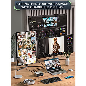 Hiearcool Docking Station,Universal USB C Docking Station,Quadruple Display Compatible for macOS Windows USB C/A Laptop 14IN1 Docking Station