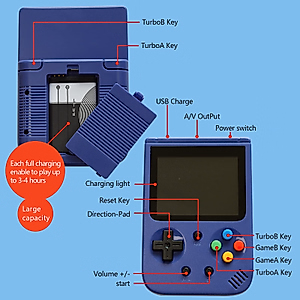 SCCAGIFT 500 Classic Games Handheld Games Console Electronic Memory Game for Kids Adults, Can Play on TV Games (Blue)