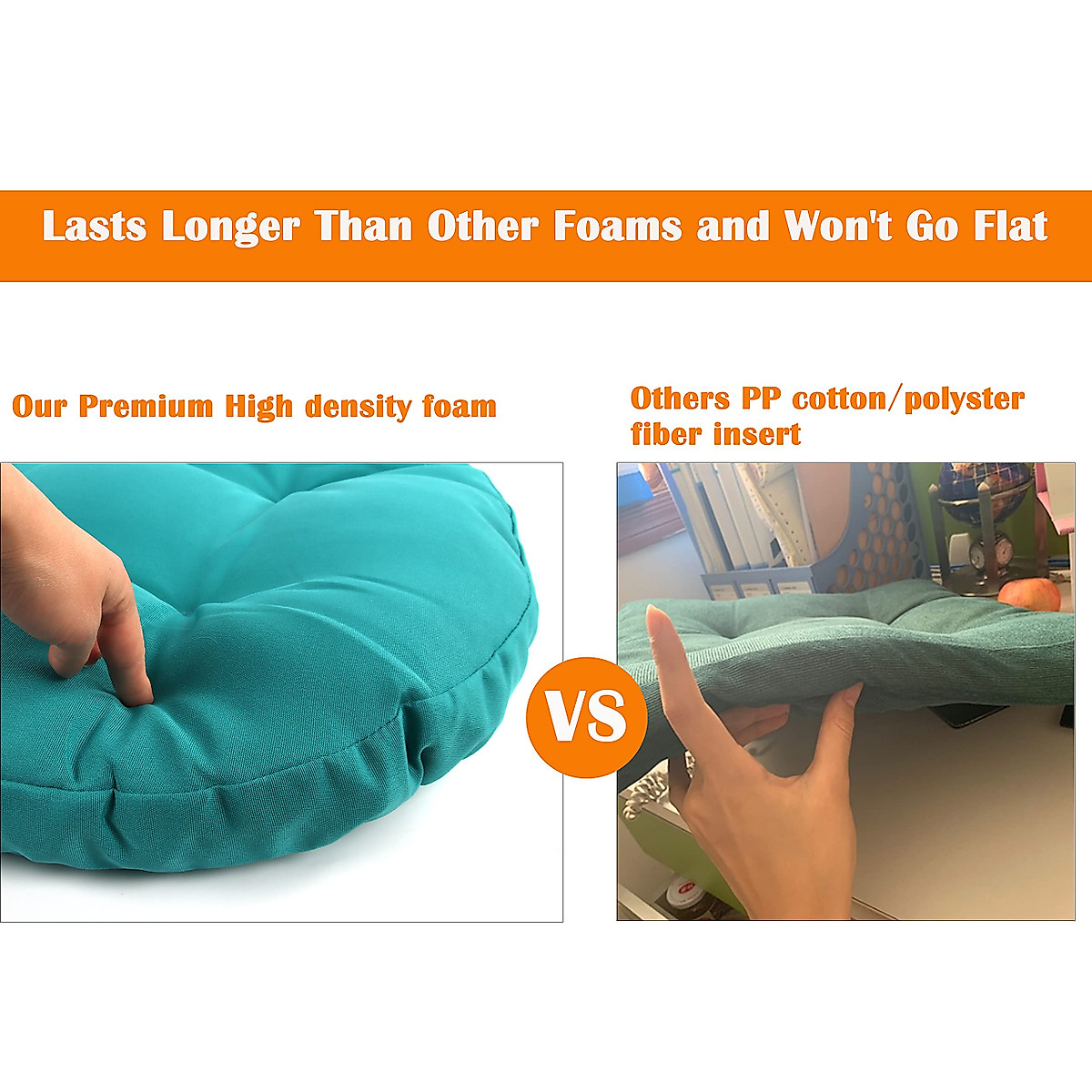 Leeymoo Square Outdoor/Indoor Seat Cushion 20x20, 2 Pack Tufted Patio Furniture Chair Pads with Thick Form Filled