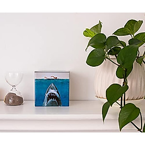 JAWS Logo Tin Storage Box Cube Organizer with Lid | 4 Inches