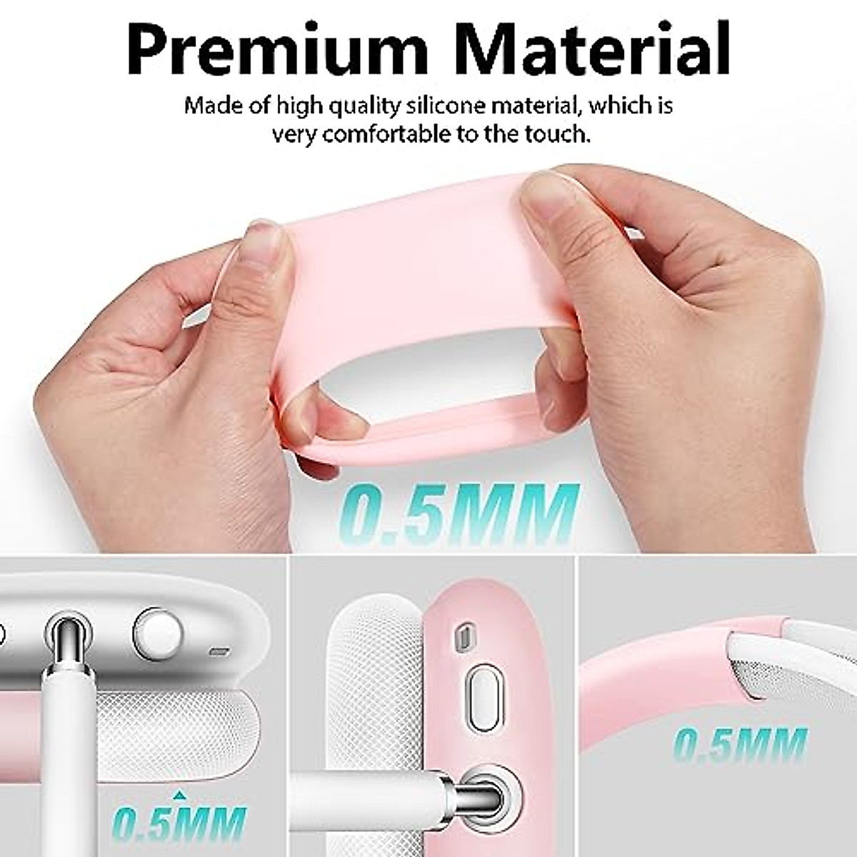 AIRSPO Airpods Max Case Cover, Silicone Case Cover for AirPods Max Headphones, Anti-Scratch Ear Pad Cover/Headband Cover for Apple AirPods Max, Airpod Max Accessories (Pink)…