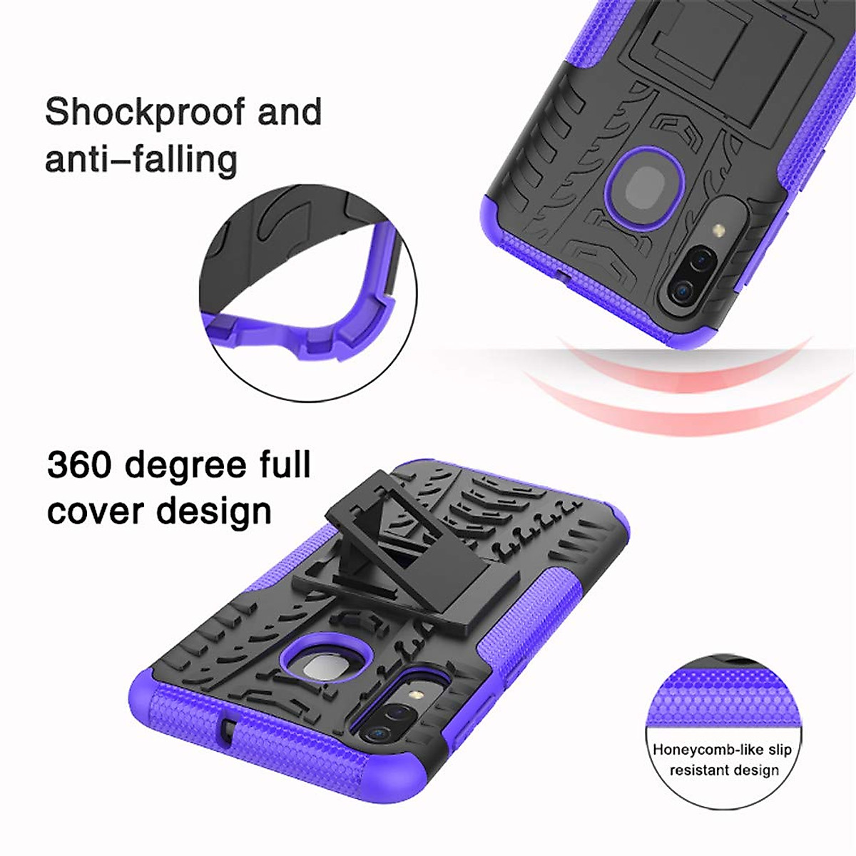 Yiakeng Samsung Galaxy A20 Case, Samsung Galaxy A50 Case, Shockproof Slim Protective with Kickstand Hard Phone Cover for Samsung Galaxy A50/A30/A20 (Blue)