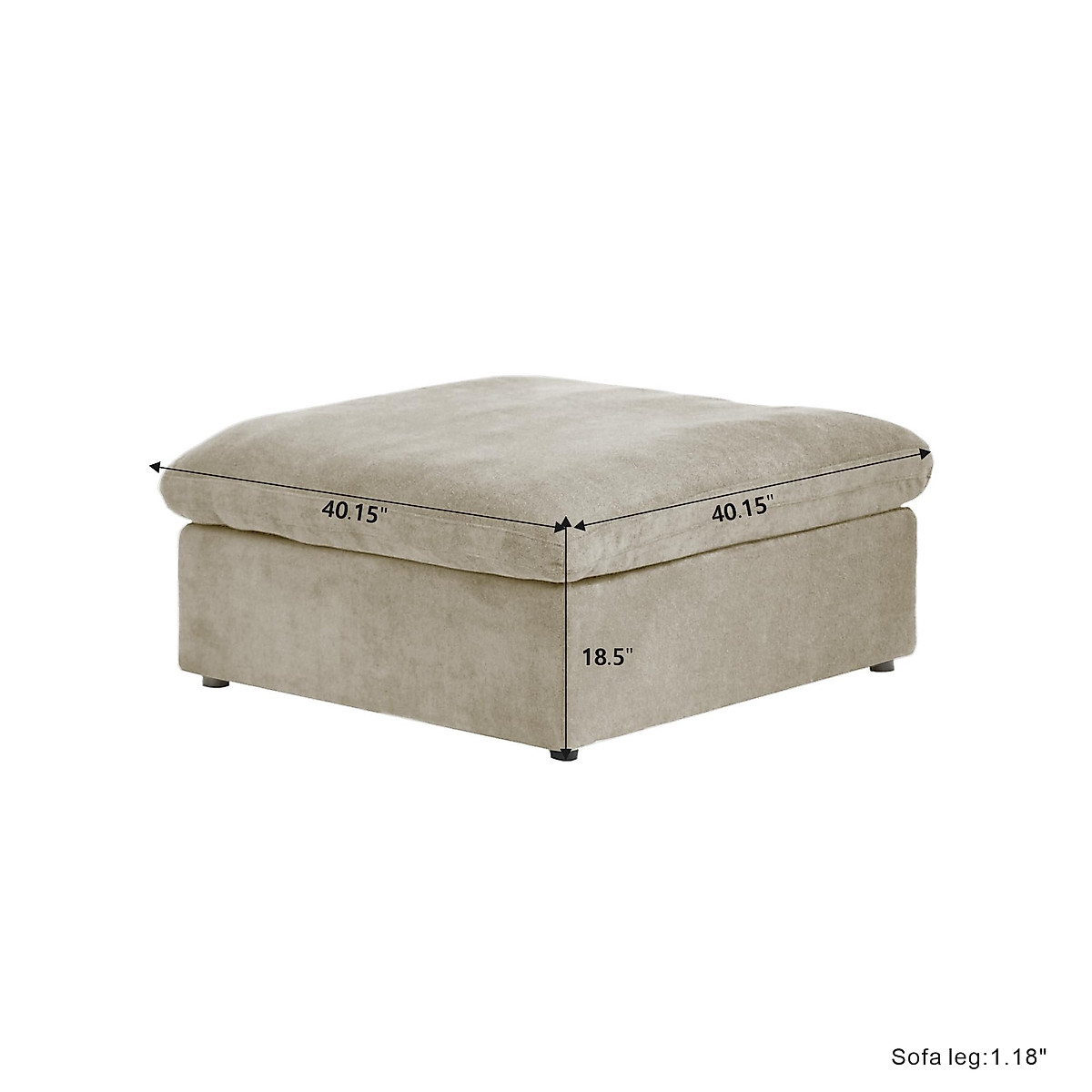 Sdorens Cloud Modular Sectional Sofa, Ottoman Seat, Customizable Modular Sectional Sofa for Living Room Office Apartment, Khaki