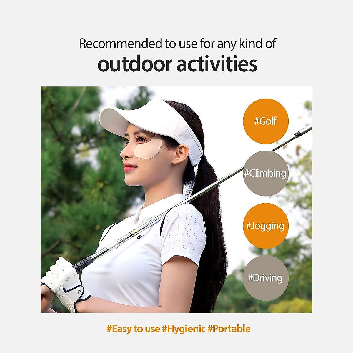 DASHU Daily Sunshield Golf Patch 5 Pairs | Korean Skin Care Cooling Gel Patches for Outdoors | Portable Collagen Patches for Face | Age Defying Sun Shield Peptide Patch | Easy Peel Off Facial Patches