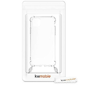 kwmobile Case Compatible with Apple iPhone 11 Pro Max - Crossbody Case Clear Transparent TPU Phone Cover with Metal Chain Strap - Transparent/Silver