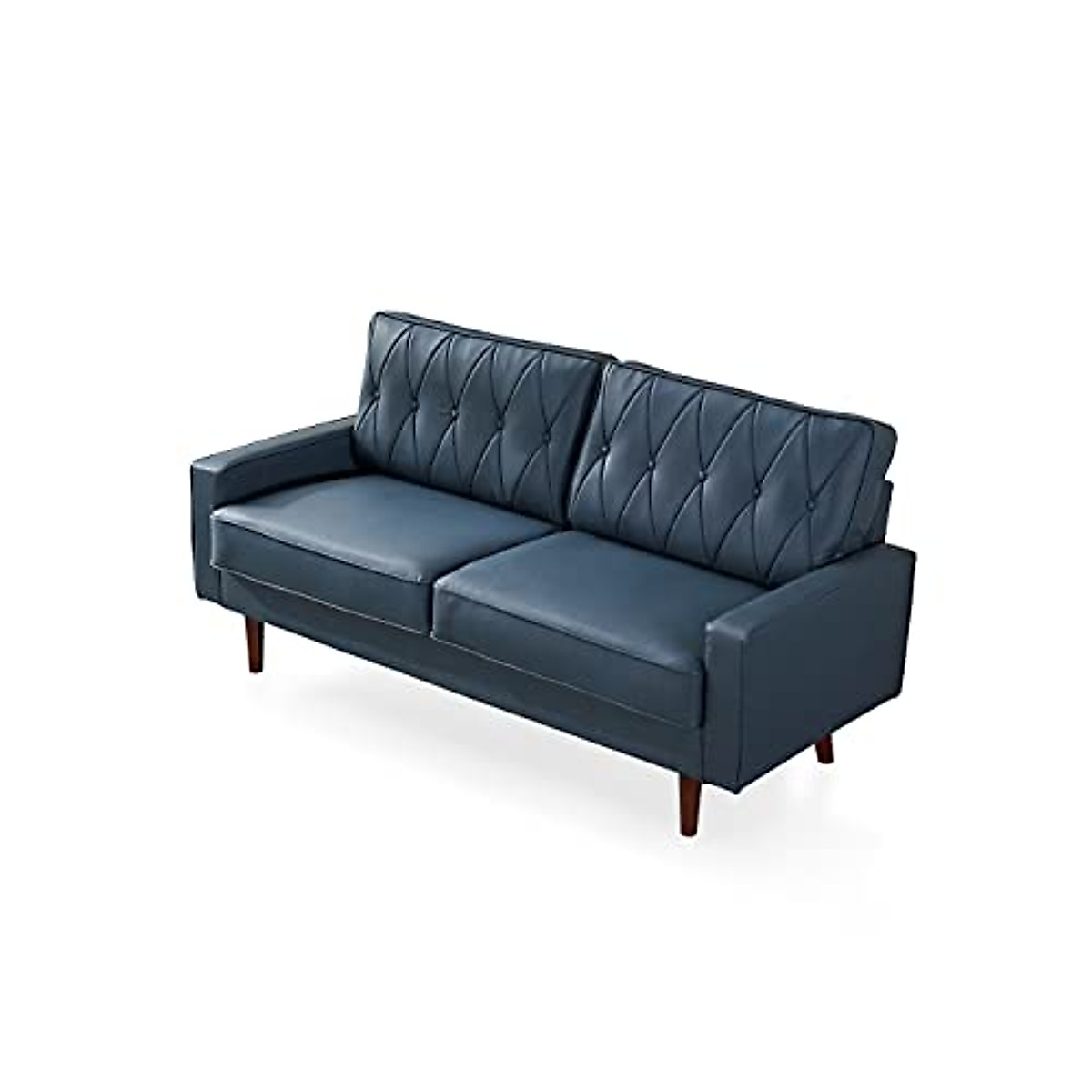 US Pride Furniture Modern Style Faux Leather 69.3’’ Wide with Round Tapered Legs Living Room Sofas, Blue