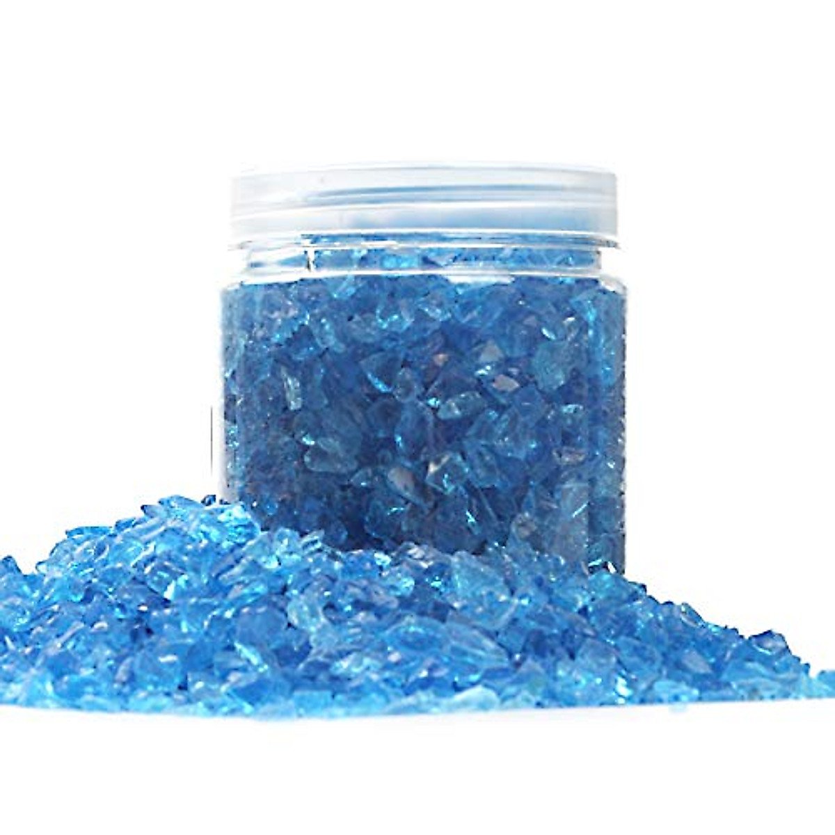 Alan Stone High Luster Reflective Fire Glass Gravel,Fire Gems,Fire Drops,Fire Glass Pebbles Stones Beads Chips for Fire Pit Fish Tank Aquarium Garden,3-6mm 305g/0.67lb (Aquamarine)