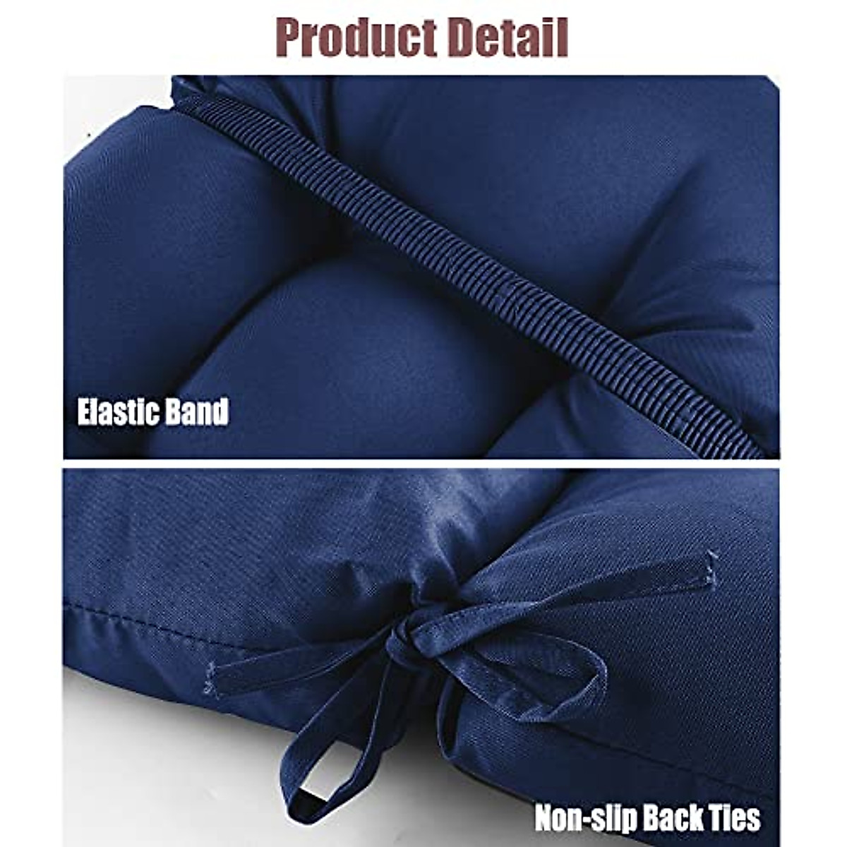 Rocking Chair Cushion Pad, Water Resistant Patio Chair Cushion for Adirondack Chair High Back Indoor Outdoor Soft Thickened Patio Chaise Lounger Cushion Overstuffed Patio Chair Cushion (Navy Blue)