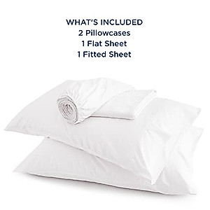 Bedsure Cooling Sheets Set White, Rayon Made from Bamboo, Queen Sheet Set, Deep Pocket Up to 16", Hotel Luxury Silky Soft Breathable Bedding Sheets & Pillowcases