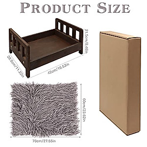 SPOKKI Newborn Photography Props Bed，0-2 Months Brown Wooden Posing Baby Photoshoot Props Bed, Boys Girls Doll Bed Studio Props with Box for Newborn Photoshoot (B)