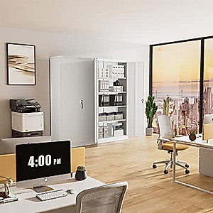 Atripark Metal Storage Cabinet with Lock, 72" Lockable Garage Tool Cabinet with Doors and Shelves, Tall Steel Cabinet for Garage, 72" Heavy-Duty File Cabinet for Home Office, Gym, School