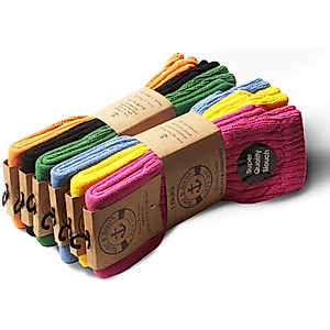 Yacht & Smith 6 Pairs Womens Cotton Slouch Socks, Womens Knee High Boot Socks (Bold Bright)