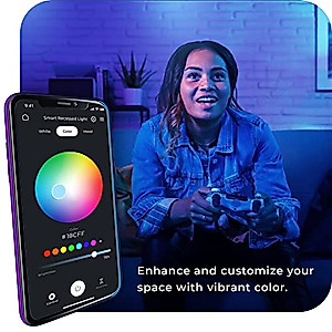 Globe Electric 50079 Wi-Fi Smart 5"/6" LED Retrofit Recessed Light, No Hub Required, Voice Activated, 11 Watts, Multicolor Changing RBG, Tunable White 2000K - 5000K, 700 Lumens, E26 Adaptor Included