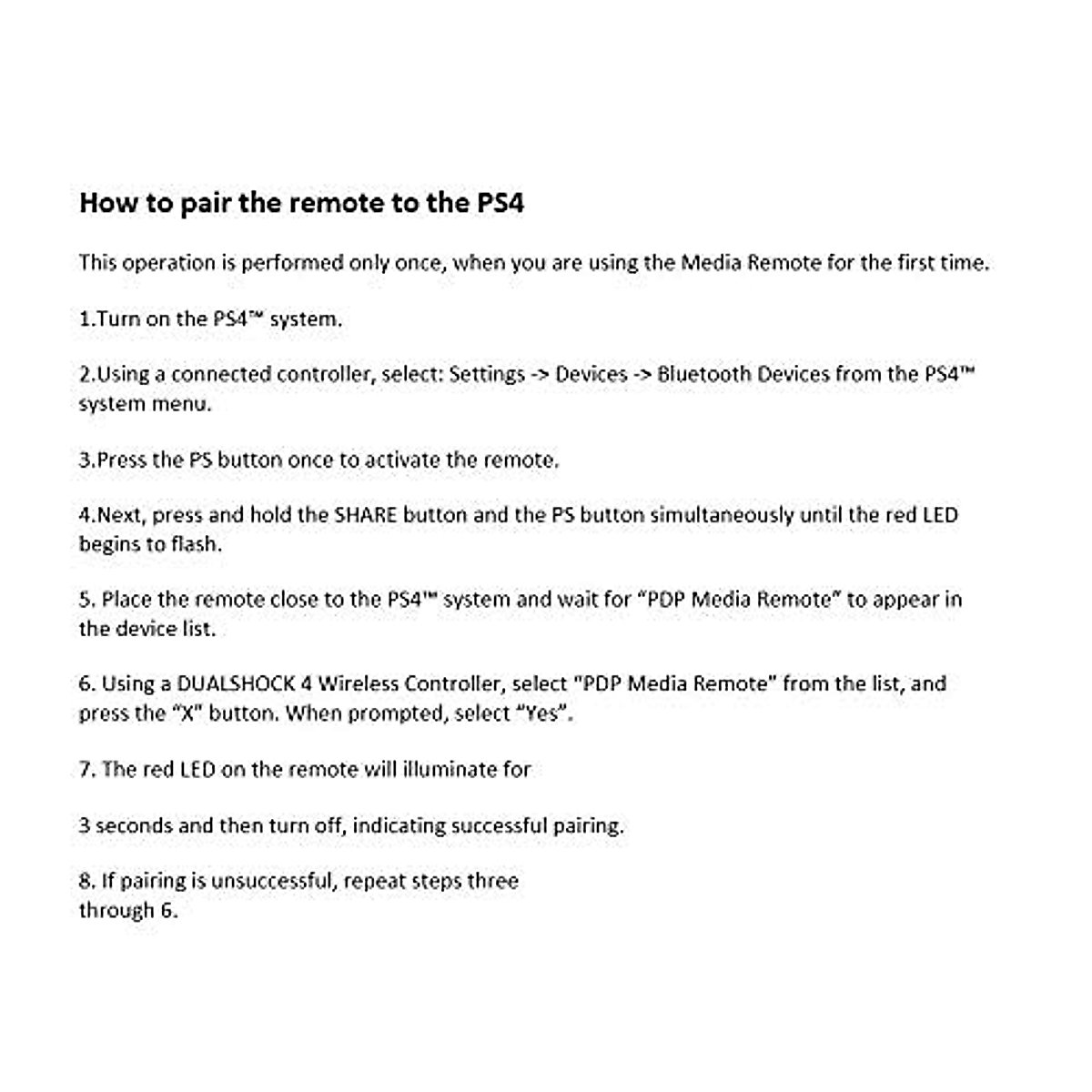 PDP Universal PS5/PS4 Media Remote Control, Playstation Gaming Remote Compatible with Sony Playstation 5 and Playstation 4, Bluetooth Detection for up to 4 Devices, TV Power/Input/Volume Controls