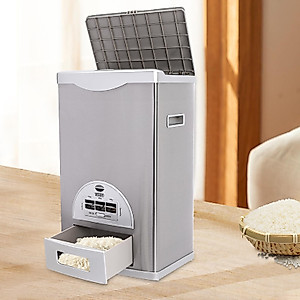 KIOPOWQ Rice Dispenser, Auto Rice Dispenser Rice Storage Container Stainless Steel Rice Organization, Perfect for Rice Cooker, 15kg/33lb, Silver