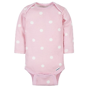 Gerber Baby Girls' 6-Pack Long-Sleeve Onesies Bodysuits, Princess Pink, 0-3 Months