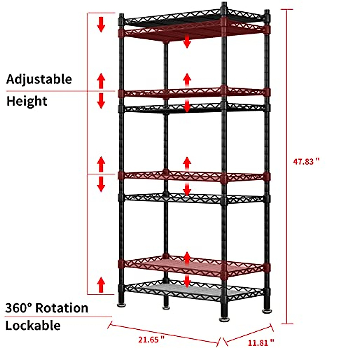 YIZAIJIA Storage Rack Shelving Adjustable 4 Tier Tall Metal Unit Organizer Wire Rack for Closet Bathroom Laundry Small Space Kitchen Garage