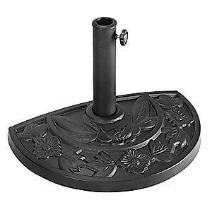 Giantex 20" Outdoor Patio Half Round Umbrella Base Stand Black W/ 9Ft Half Round Umbrella (Stand)