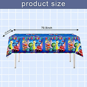 lalamia Inside Birthday Party Decorations, Blue Cartoon Party Tablecloth Supplies, Happy Birthday Party Decorations, Cartoon Tablecloth Supplies for Birthday Party