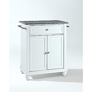 Crosley Furniture Cambridge Cuisine Kitchen Island with Solid Grey Granite Top - White
