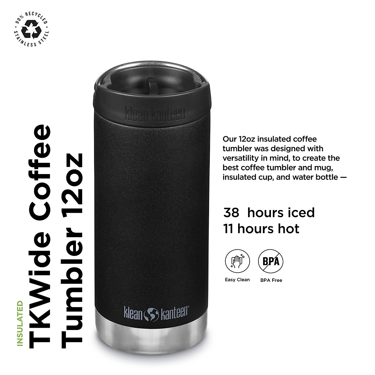 Klean Kanteen TK Wide 12 Oz Black
