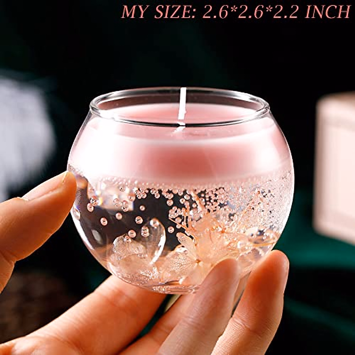 Trooweal Floral Scented Candles with Dried Flowers, Aesthetic Decorative Candles Gifts for Women, Terrarium Candle, Birthday Mothers Day Gifts, Pink